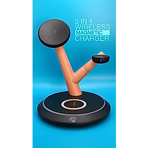 Tree Design Wireless Charger, 4 in 1 Qi Charging Station Stand for Multiple Devices, Charging Station for iPhone 15 14 13 12 Series, Apple Watch Ultra/SE/9/8/7/6/5/4/3/2 and AirPods (White)