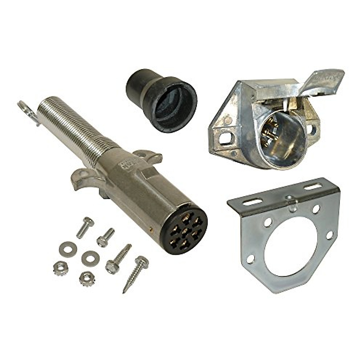 POLLAK 7-Way Round Pin Trailer End & Vehicle End Socket Kit
