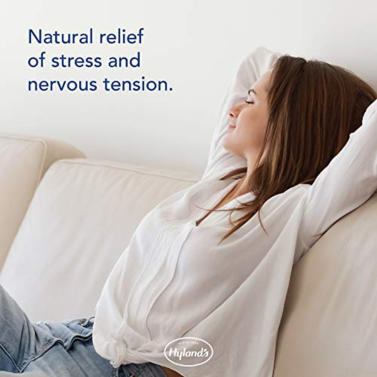 Hyland's Nerve Tonic Stress Relief Tablets, Natural Relief of Restlessness, Nervousness and Irritability Symptoms, Non-Habit Forming, 50 Count