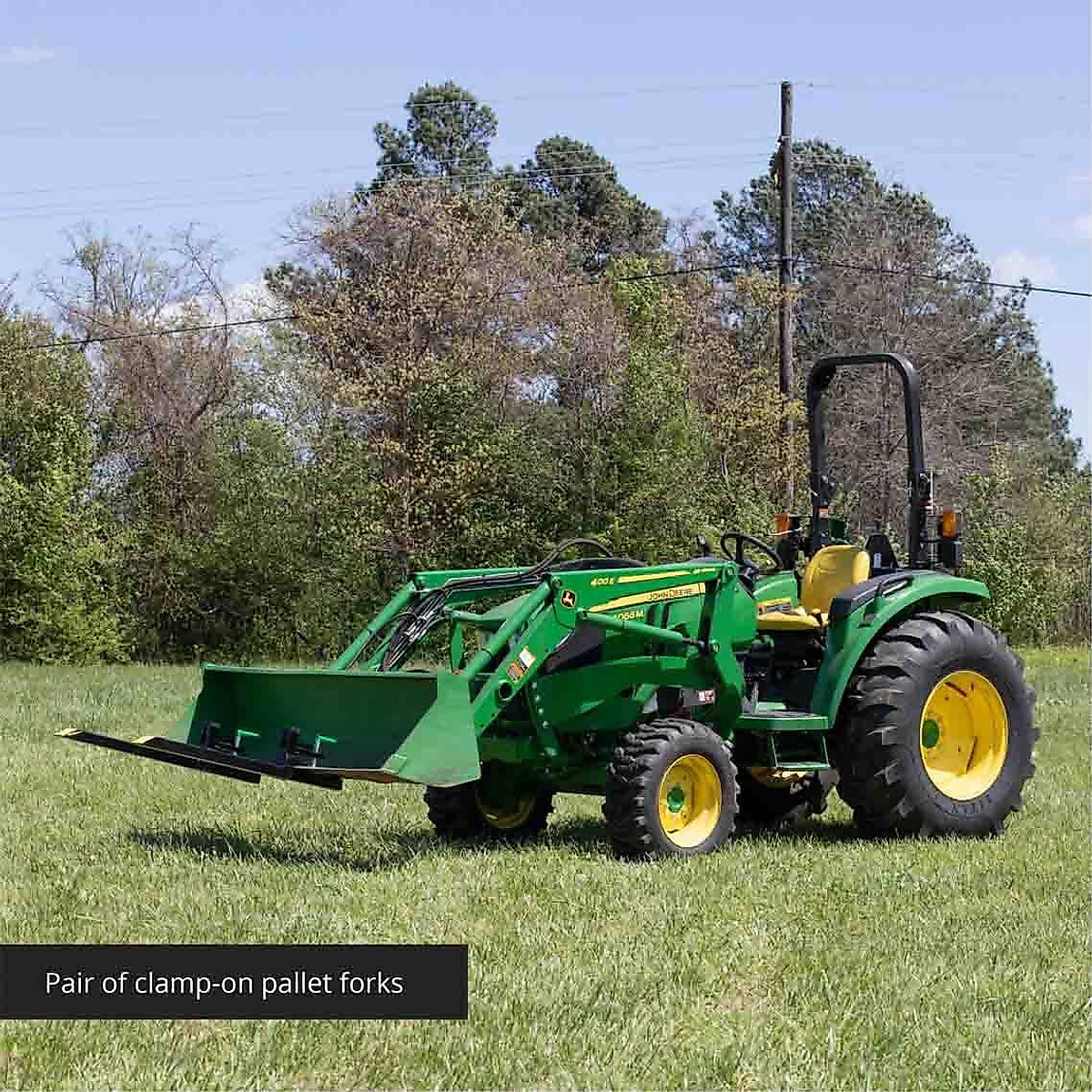 Titan Attachments Light-Duty 43" Clamp-On Pallet Forks, 30" x 3" Fork Length, Rated 1,500 LB, Easy to Install on Loader or Skid Steer Bucket