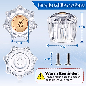 Dreyoo Bathroom Sink Knobs Replacement, Bathtub Faucet Handles with 4 Index Buttons, Compatible with Delta/LDR/Delex/Peerless Faucets, Hot and Cold Faucet Handles Replacement in Clear Acrylic