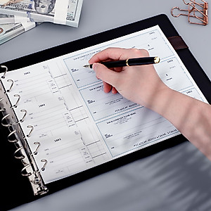 Antner 7 Ring Business Checkbook Binder for Business Checks, 600 Sheets Capacity, PU Leather Check Book Binder Cover with Zipper Pouch, Executive Organizer Portfolio Holder for 9" x 13" Sheets, Coffee