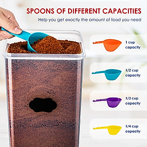 GCZXNSYM Extra Large Food Storage Containers with Lids | Airtight, Leak Proof, Plastic, BPA Free, Kitchen Items, Set of 2 (6.5L / 220 Oz) 8 PCS Labels&4 Spoons&1 White Pen for Sugar, Coffee, Bakin