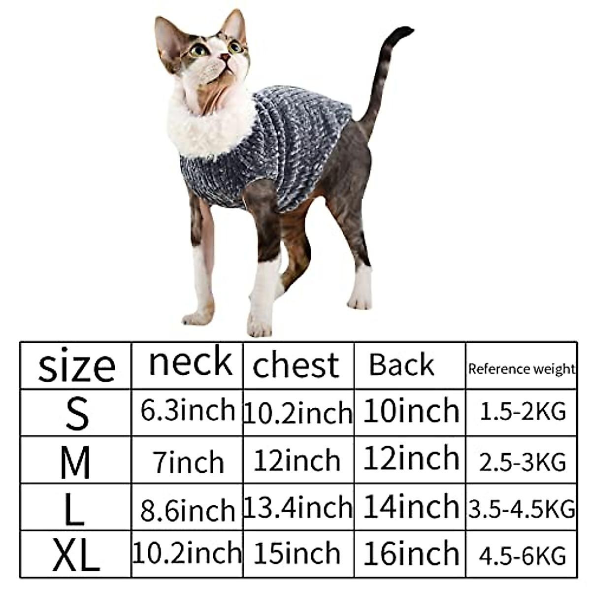 Toysructin Hairless Cat Turtleneck Sweater for Small Medium Cats Dogs, Winter Warm Cat Pullover Shirt Coat Soft Skin-Friendly Vest Sweaters, Pet Kitten Clothes Jumpsuit Shirts for Sphynx, Cornish Rex