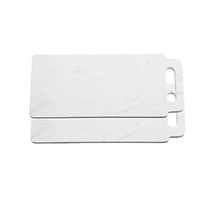 J QUATTUOR Home White Marble Cutting Board, Cheese Board, Serving Tray, Charcuterie Board, Rectangular Shape Fruit Platter with Handle for Cheeses, Meat, Fruits, Appetizers and Sushi