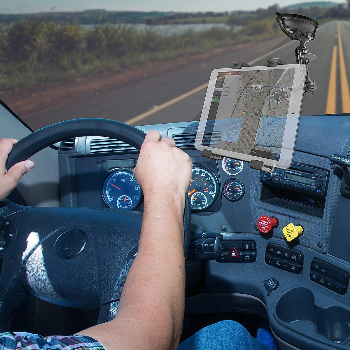 iBOLT TabDock FixedPro 360 Suction- Heavy Duty Metal 8" Multi-Angle Mount for All 7" - 10" Tablets (iPad, Nexus, Samsung Tab) for Commercial Vehicles, Trucks, and ELD Devices