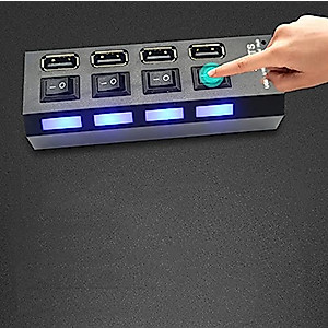 SHYPT USB 2.0 Hub Splitter Hub Use Power Adapter 4 Port Multiple Expander 2.0 USB Hub with Switch for PC
