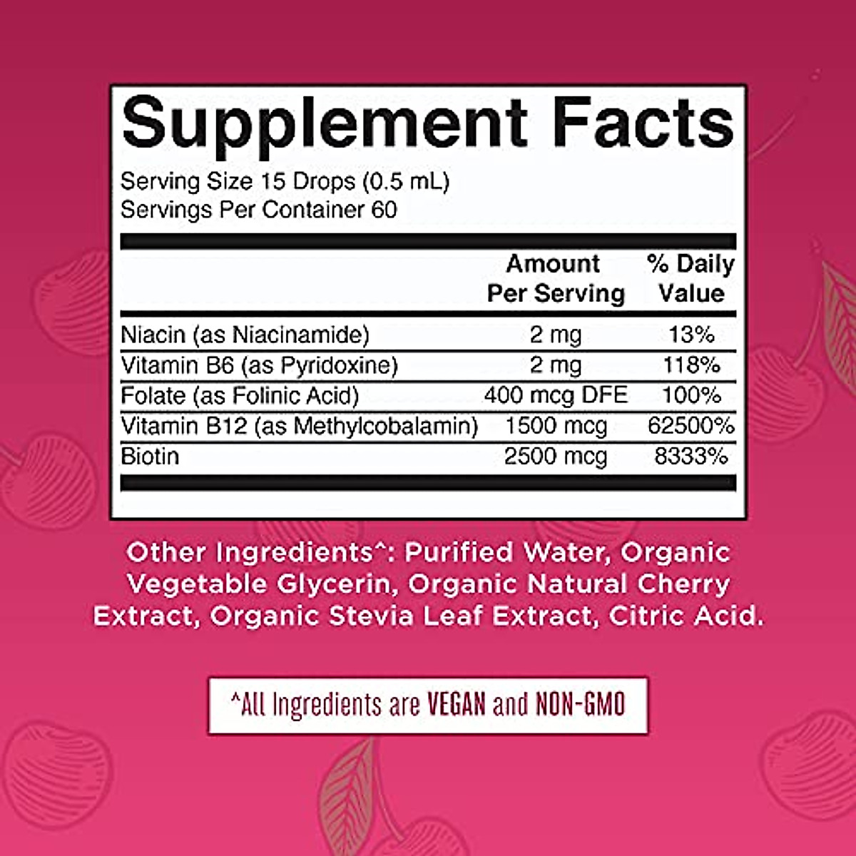 Vitamin B Complex with Biotin | B Complex Vitamin Supplement | 2 Month Supply | Liquid Vitamins for Hair Skin Nails | Energy Support Supplement | Vegan | Non-GMO | Gluten Free | 1 Fl Oz