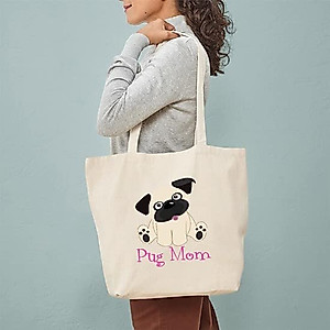 CafePress Pug Mom Tote Bag Natural Canvas Tote Bag, Reusable Shopping Bag