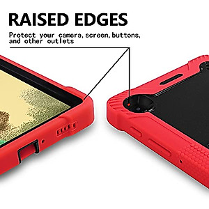 KIQ Guardian Series Samsung Galaxy Tab A 8.4 Case SM-T307 SM-T307U SMT307 2020 Kickstand Hard Durable Rugged Protective Cover W/Handle Shoulder Strap for Samsung Tab A 8.4 - Black Red