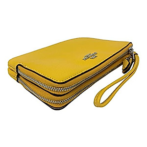 COACH Pebbled Leather Double Corner Zip Wristlet Canary Style No 6649