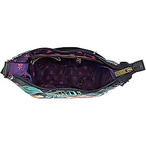 Anuschka Women's Hand-Painted Genuine Leather Classic Hobo With Studded Side Pockets - Jungle Queen