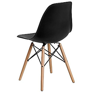 Flash Furniture Elon Series Black Plastic Chair with Wooden Legs