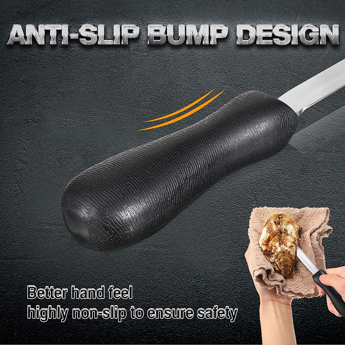 6 Pieces Oyster Shucking Knife Kitchen Oyster Knife Oyster Shucker Clam Knife Stainless Steel Oyster Opener Tool Seafood Tools Seafood Opener with Non Slip Handle for Home Restaurant(Black)