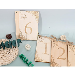 10 Pieces Rustic Wooden Table Numbers - 1-10 Wedding Table Decorations,Wooden Sign for Banquet Restaurant Party Decor,Wedding Reception Anniversary Baby Bridal Shower, Floral Theme Receptions