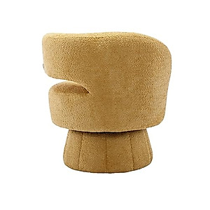 i-POOK 360 Degree Swivel Accent Chair, Upholstered Round Armchairs with 21.65" Deep Seat, Comfy Barrel Chair Club Chair for Living Room, Reading Room, Yellow