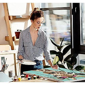 4 Pack Animal Paint by Numbers for Adults Kids Beginner, On Canvas DIY Giraffe Owl Cow Dog Oil Painting for Home Decor 12X16 Inch