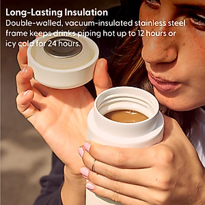 W&P Porter Insulated Bottle 12 oz | Clean Taste Ceramic Coating for Water, Coffee, & Tea | Wide Mouth Vacuum Insulated | Dishwasher Safe, Cream