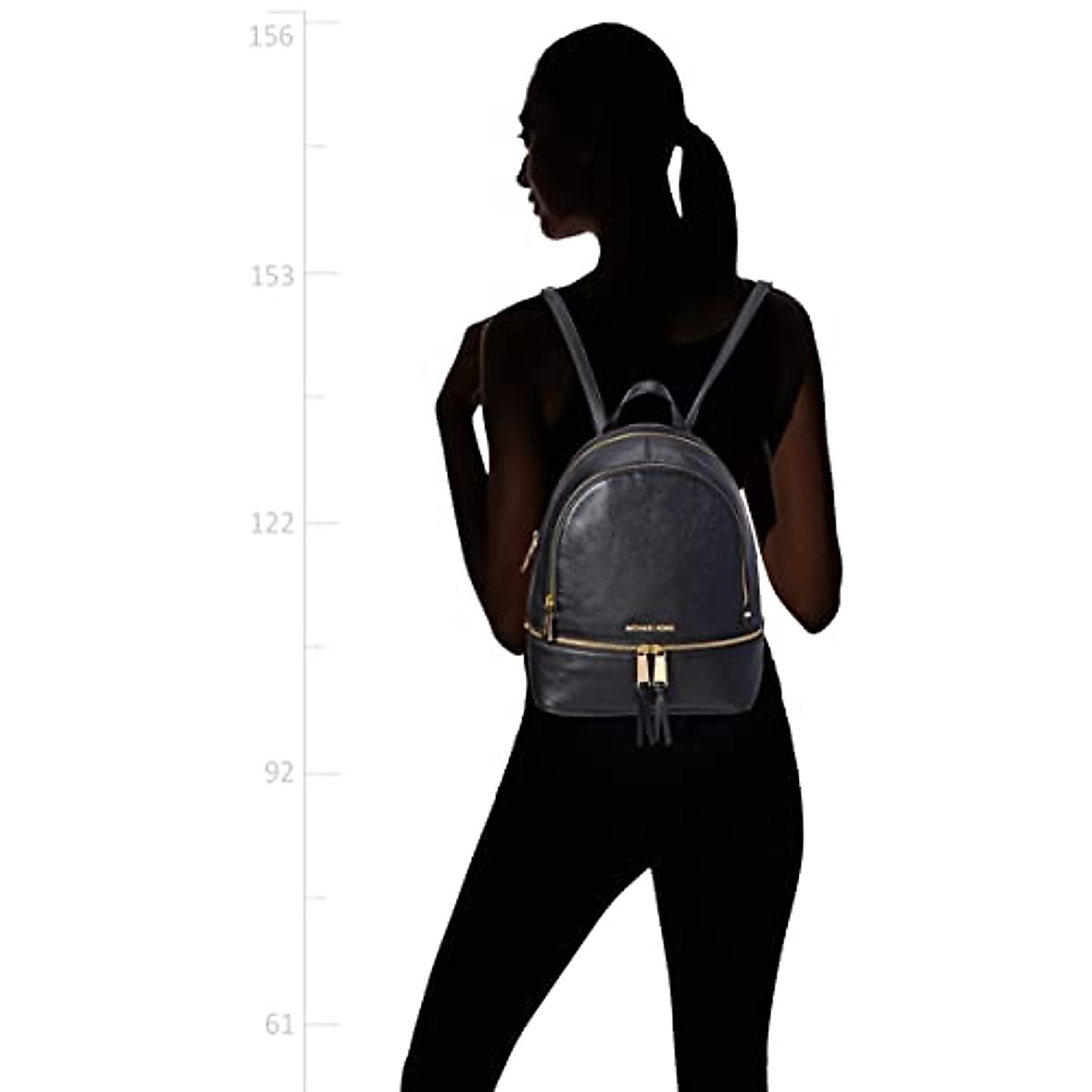 Michael Kors Rhea Zip Medium Leather Backpack, Black