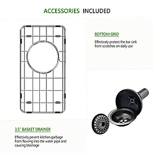 9 Inch Black Undermount Small Bar Sink, Swift Horse 9"x15" 16Gauge Black Stainless Steel Small Undermount Bar Sinks