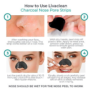 LivaClean 30 Blackhead Strips + 48 Pimple Patches - Nose Pore Strip, Pore Strips Blackhead Remover for Face, Black Head Remover for Nose, Nose Blackhead Remover, Charcoal Nose Strips for Blackheads