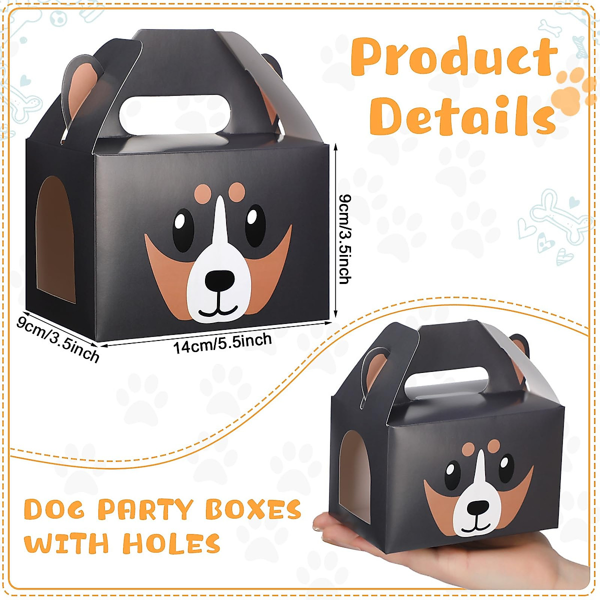 Fainne 24 Pcs Party Favors Boxes Treat Boxes Foldable Gift Boxes Candy Goodie Boxes Decorations Adopt Pet Gift for Birthday Wedding Bridal Shower Party Favors(Cute Dog)