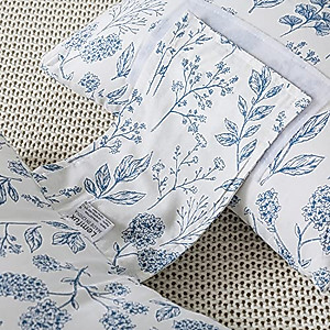 Lemfux Maternity Belly Double Wedge Pillows for Pregnant Women Sleeping, Elegant Adjustable Leaf Printed Pregnancy Pillow for Back Support, 100% Cotton, White, Farmhouse Style, for Side Sleeper