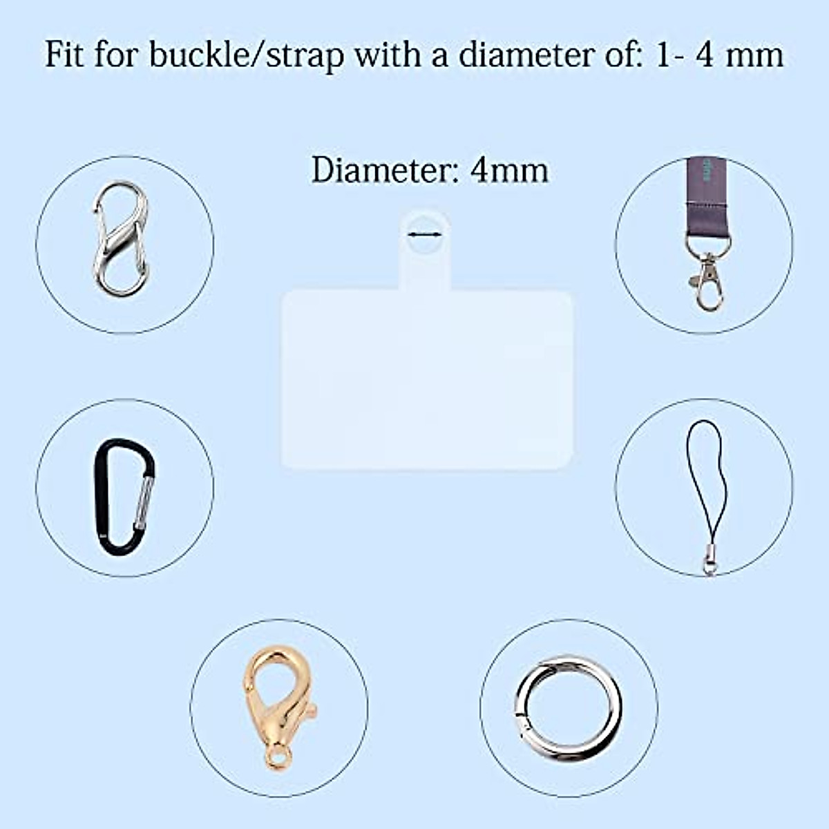 BERITNI Universal Cell Phone Tether Tab, 4 Pack Phone Lanyard Patch, Upgrade One-Piece Silicone Phone Lanyard Insert, Phone Lanyard Tab for Most Smartphone, Clear + Pattern