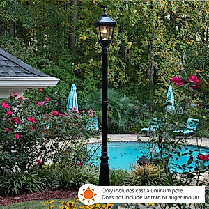 Gama Sonic Imperial Lamp Post for Outdoor Solar Post Light with 3" Fitter Mount, 79" Tall, Black Heavy Duty Cast Aluminum, Universal Fit 3inch Pole - GS-97SP (97SP0)