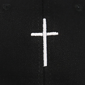 Cross Embroidery Baseball Cap,Adjustable Structured Dad Hat for Men Women Sun Hat (Black-1)