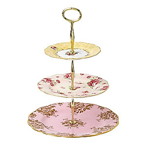 Royal Albert 100 Years Three-Tier (Bouquet, Blush & Golden Rose) Cake Stand, 13.8", Multi