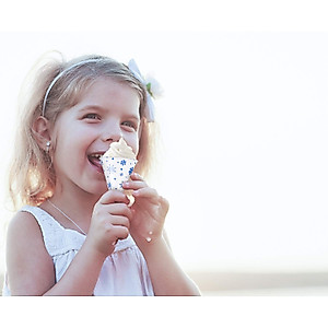 Boao 100 Pieces Snow Cone Cups 4.5 OZ Leakproof Cone Paper Cups Matching 100 Pieces Spoon Straws for Slush Shaved Ice Cream Sorbet Water (Snowflake Style)