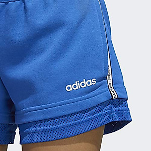 adidas Women's Essentials Material Mix Shorts Blue/White X-Large