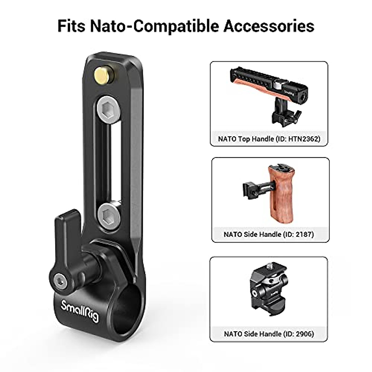 SmallRig 15mm Single Rod Clamp with Integrated NATO Rail - 3011