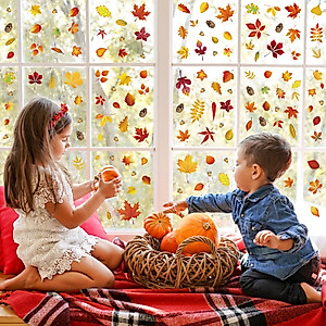 364 PCS Fall Window Clings, Double Sided Autumn Window Clings for Glass Windows,Window Clings Stickers for Thanksgiving Halloween Seasonal Holiday,Fall Decorations for Home Fall Decor (8 Large Sheets)