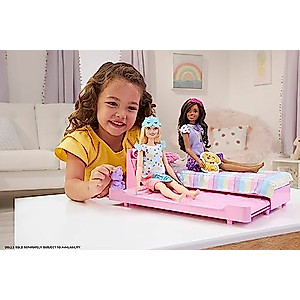 Barbie My First Barbie Doll House Furniture, Bedtime Playset with Trundle Bed, Plush Puppy & Accessories, Toys for Little Kids, 13.5-inch Scale