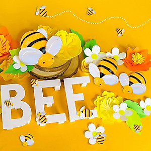 Jetec 100 Pieces Tiny Resin Bees Ornaments Decor 0.98 Inch, 0.74 Inch, 0.55 Inch Tiny Bees for Crafts Flatback Bee Shaped Embellishments Bee Charms Bees for Wreath Party Home Decoration (Bee)