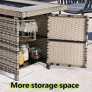 Aoxun Patio Furniture Set with Fire Pit Table 15 PCS Outdoor Furniture Outdoor Wicker Patio Conversation Sets with 44'' Gas Fire Pit Table Coffee Table, Grey