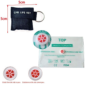 Elysaid 100 pcs/pack CPR Barrier Face Shield Mask with Keychain for CPR AED Training Black