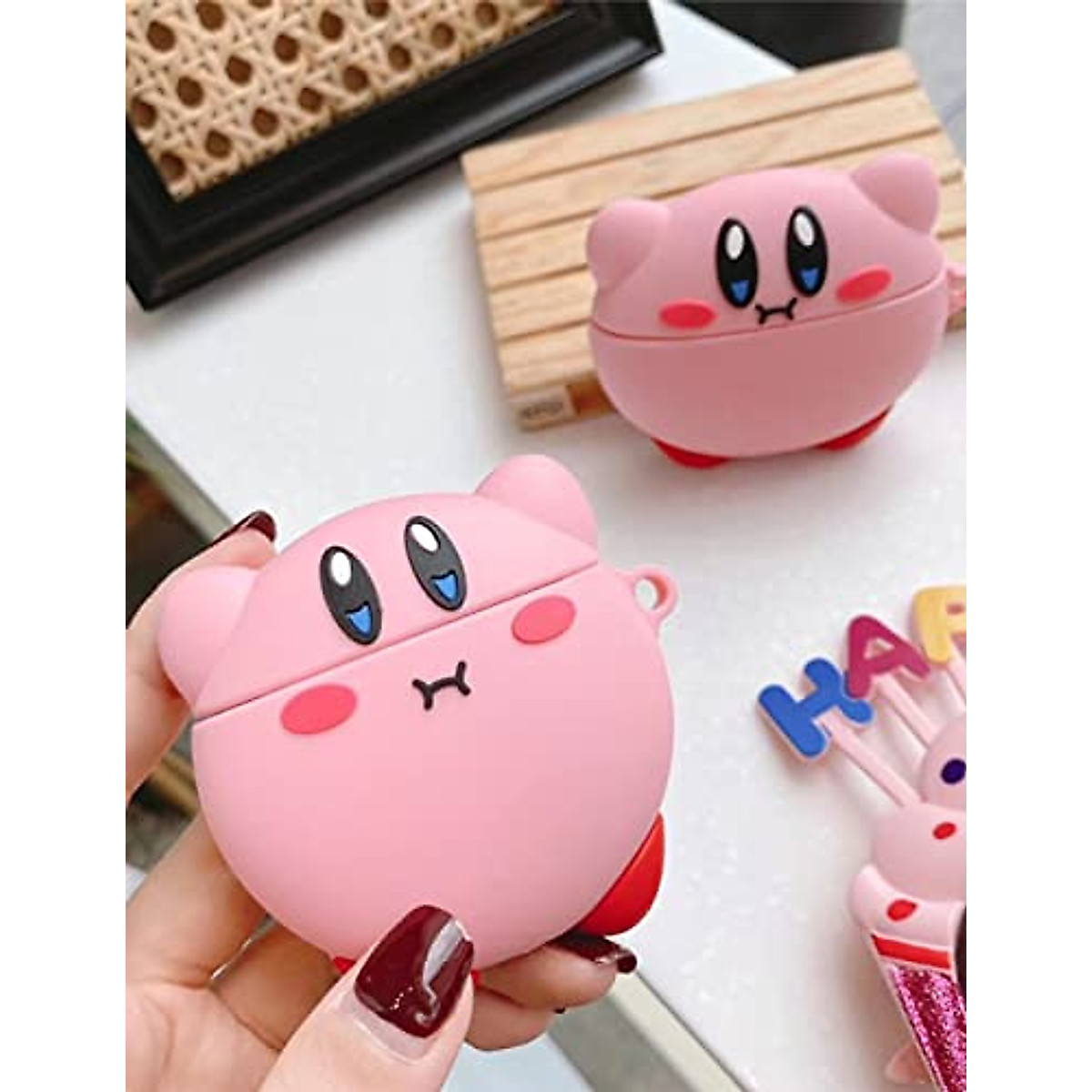 Cartoon Case Compatible with Apple AirPods Pro Case Cover Silicone Shockproof Slim Ultrathin Cute Protective Case Anti-Fall Headphone Case (Pink Monster, Airpods Pro)