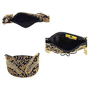 Women's Handmade Silk Drawstring Purse, Indian Potli Bag, Black Crossbody Triangle Purse