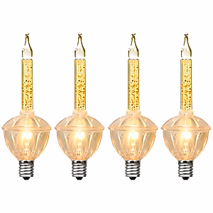 4 Pack Christmas Bubble Replacement Bulbs, Gold Glitter Vintage Christmas Bubble Light Bulbs, C7/E12 Candelabra Base Light Bulbs for Bubble Lights