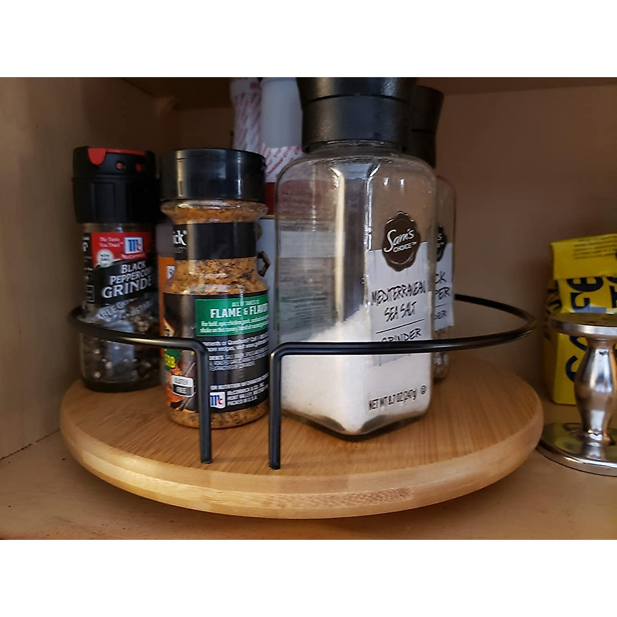 Lawei 10 Inch Lazy Susan Turntable, Bamboo Spinning Spice Rack Holder Kitchen Cabinet Counter Rotating Condiments Organizer for Spice Condiment Baking