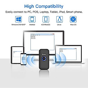 Eyoyo Mini Bluetooth 2D Barcode Scanner, 3-in-1 USB Wired/2.4G Wireless/Bluetooth Bar Code Reader Portable 1D QR Image Scanner PDF417 Data Matrix Code for iPad, iPhone, Android, Tablets or Computer PC