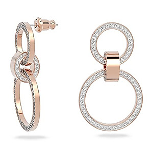 Swarovski Hollow Hoop Pierced Earrings with White Crystal Pavé, on an Interlocking Rose Gold-Tone Finish Circle Motif setting, Part of the Swarovski Hollow Collection
