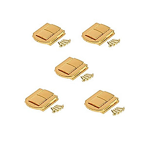 dophee Toggle Catch Lock 0.98"x0.79" Gold Retro Style Iron Hasp Wood Chest Lock Latch Clasp with Screws for Jewellery Box Suitcase Chest Decoration (5-Pack)