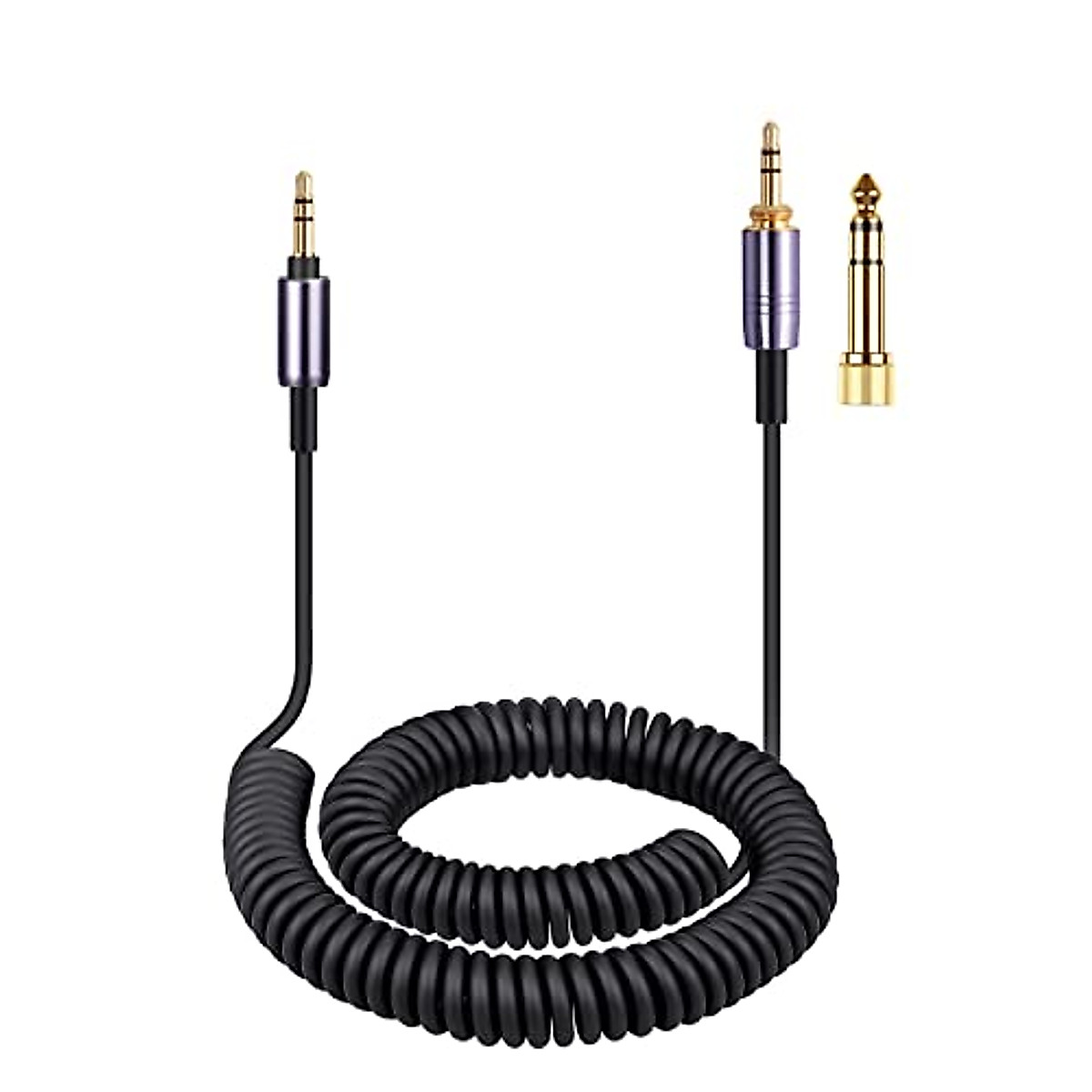 weishan WH-1000XM5 Cable Coiled Aux Cord Replacement for Sony WH-CH720N, WH-CH710N, MDR-950BT, 1AM2, 7520 Noise Canceling Headphones, 3.5mm(1/8") Extension Wire with 6.35mm(1/4") Adapter, 14ft