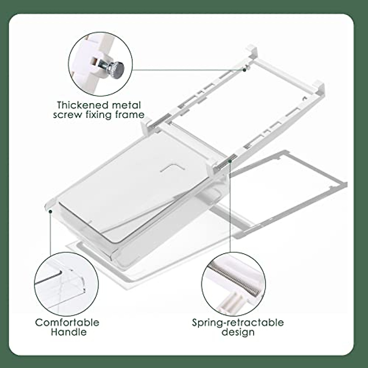 Yilingchild Fridge Drawer Organizer, Clear Refrigerator Organizer Bins with Handle, Pull-out Kitchen Fridge Storage Box for Egg Fruit Vegetable, Fit for Fridge Shelf Under 0.6" (1 Pack,No Dividers)