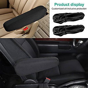 TUTUDOW 1 Pair Universal Size Seat Arm Rest Cover,Replacement Car Front Seat Armrest Cover,Car Interior Accessories(Black)