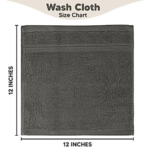 Towel and Linen Mart 100% Cotton - Wash Cloth Set - Pack of 4, Quick Dry, Luxurious, Highly Absorbent and Soft Feel Premium Spa & Hotel Perfect for Daily Use (12 X 12 Grey)